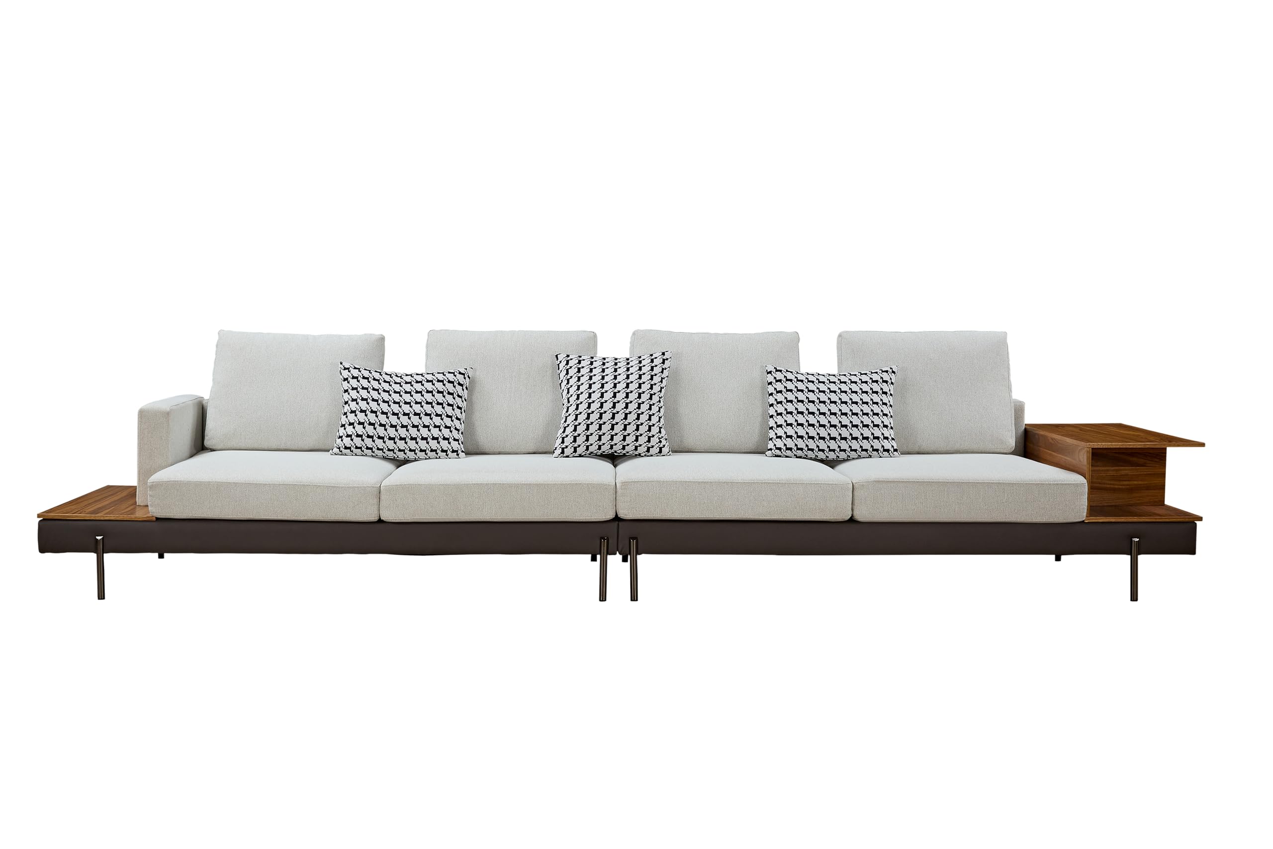 Yogald 4 Seat Modular Sectional Sofa, Minimalist Cloud Couch with Metal Feet, Adjustable Armrest, and 3 Pillows, for Living Room, Office, or Sunroom(Off White)