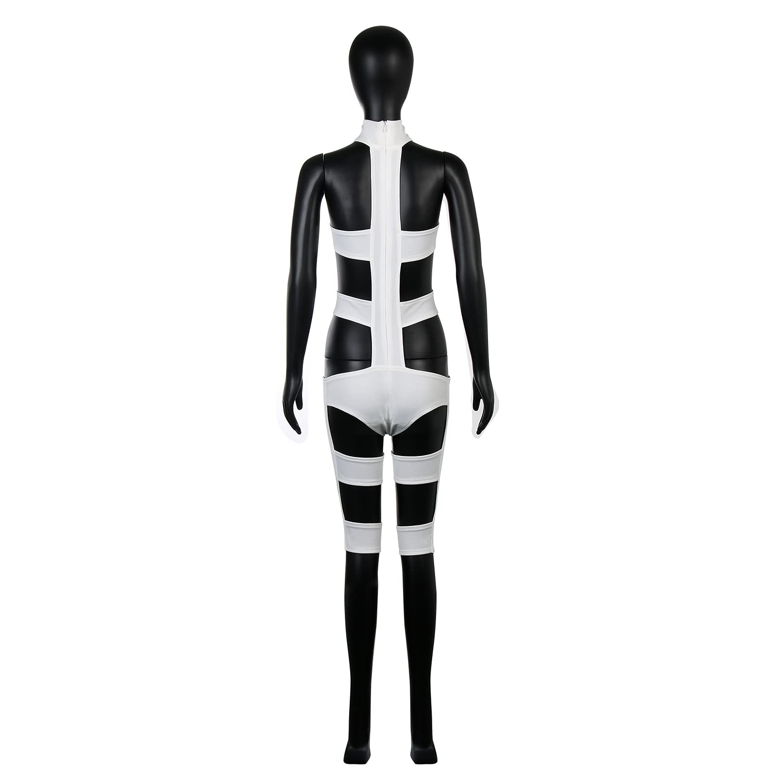 LOADREAM Fifth Element Cosplay Leeloo Costume Sexy Lingerie Set Women Futuristic White Strappy Harness Party Bodysuit (Leeloo Costume Set, L)