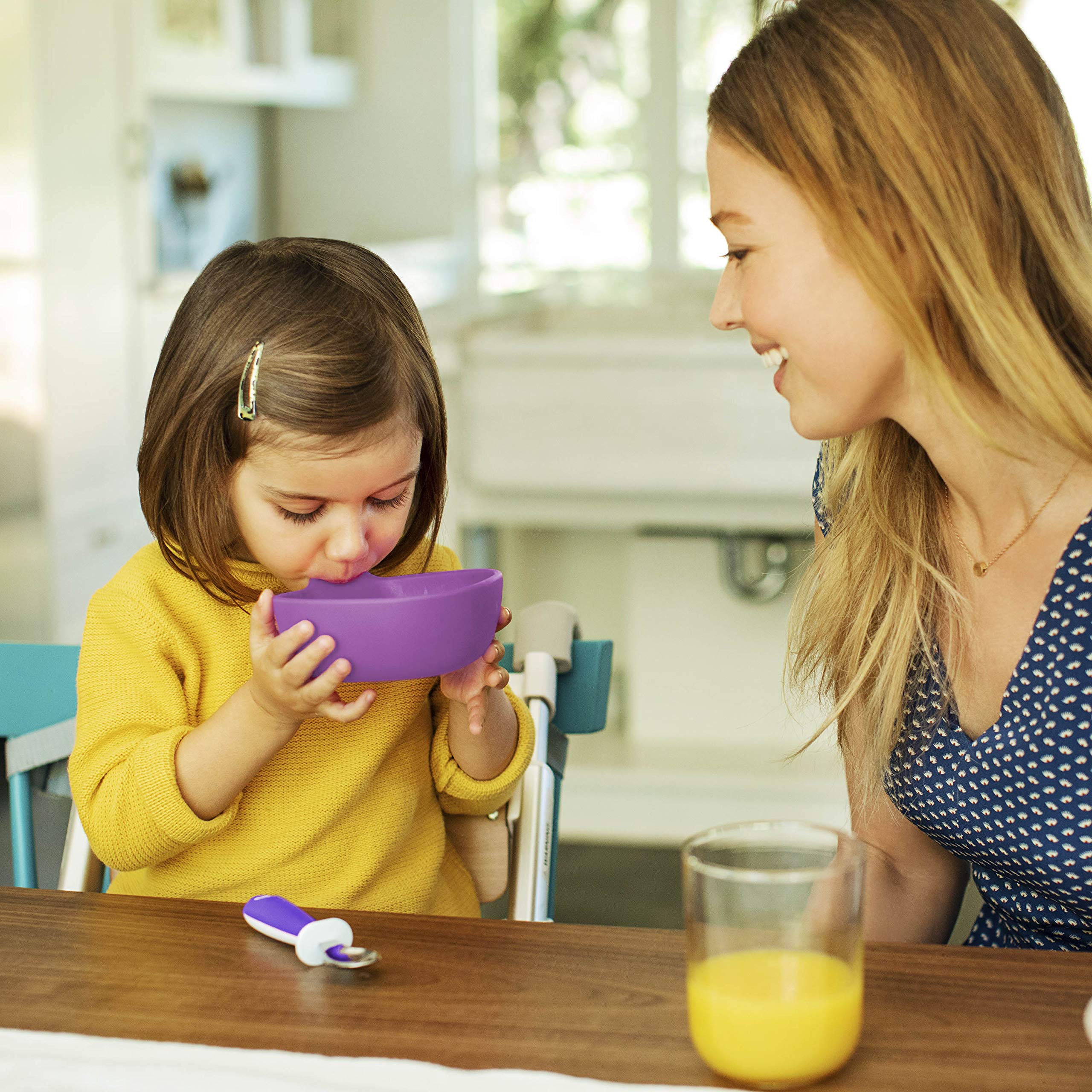 Munchkin® Last Drop™ Silicone Toddler Bowl with Built-In Straw, Purple 1 Count (Pack of 1)