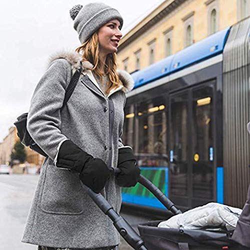 Merya Stroller Hand Muff Gloves Extra Thick Waterproof Anti-freeze Pushchair Gloves, Winter Stroller Mittens Warmer for Parents and Caregivers (Black)