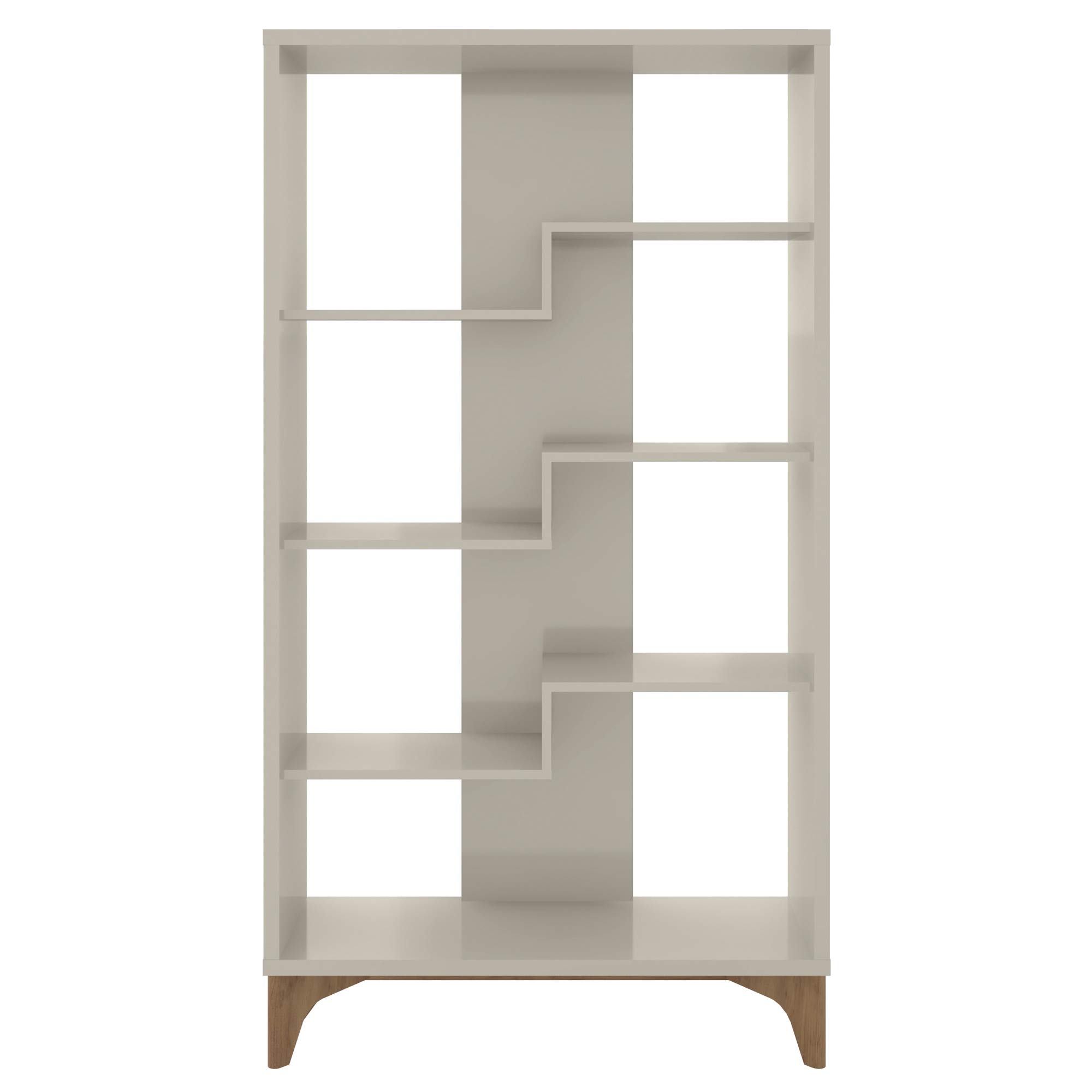 Manhattan Comfort Gowanus Modern Home Office 4 Shelves Geometric Bookcase, 35.43", Off White