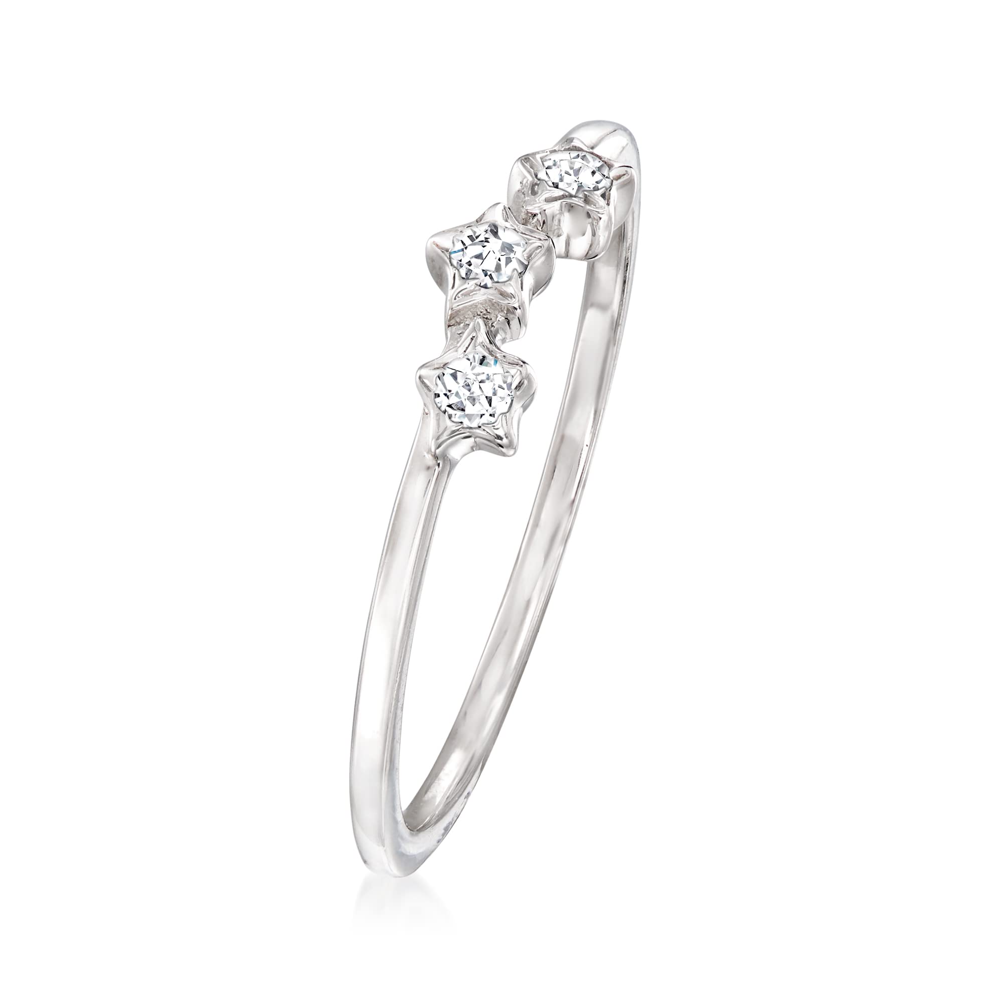 Ross-Simons RS Pure 0.10 ct. t.w. Diamond 3-Star Ring in Sterling Silver. Size 6