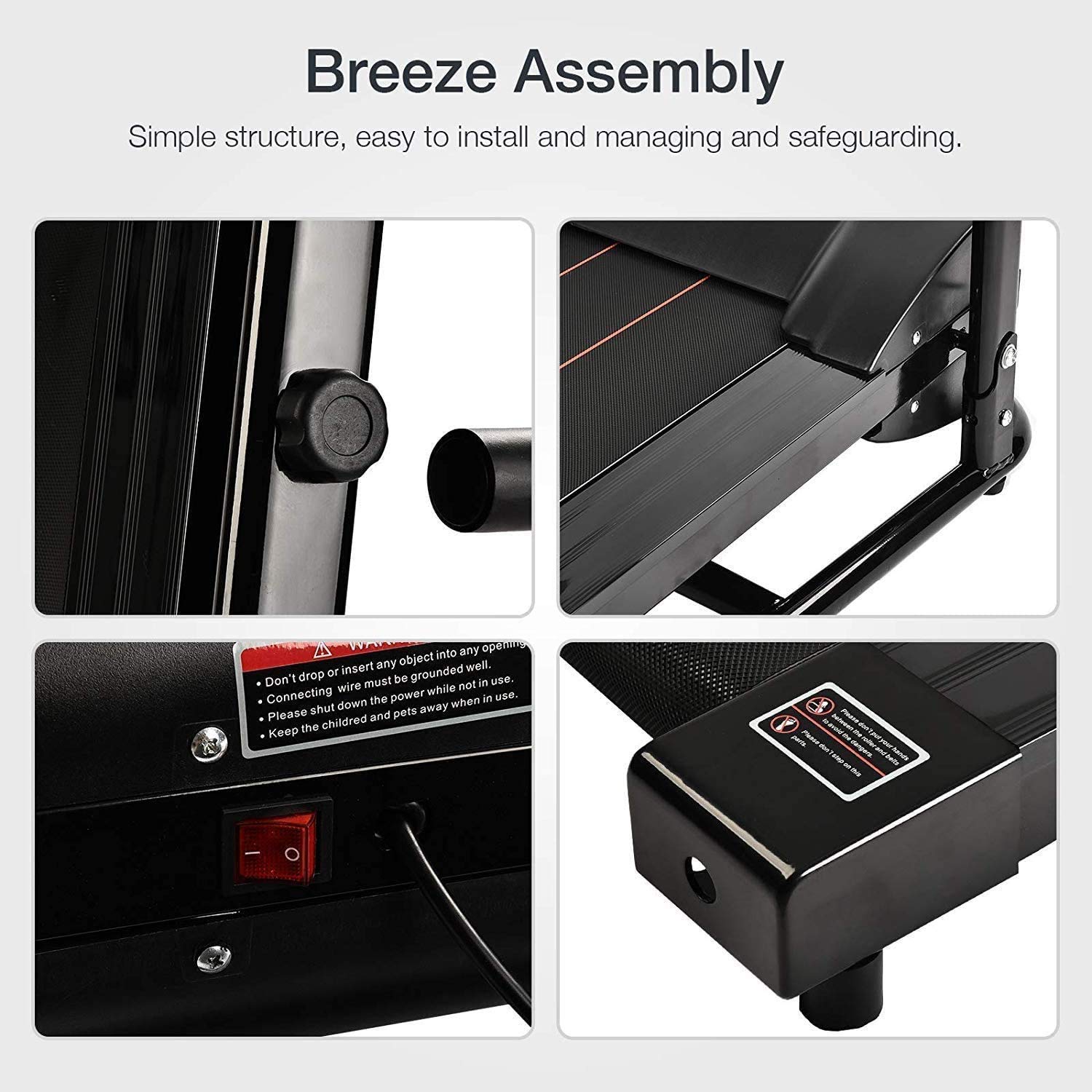 Murtisol 1000W Folding Treadmill Compact Electric Running Exercise Machine, Good for Home/Apartment Fitness, with Safe Handlebar, Easy Control LCD Display