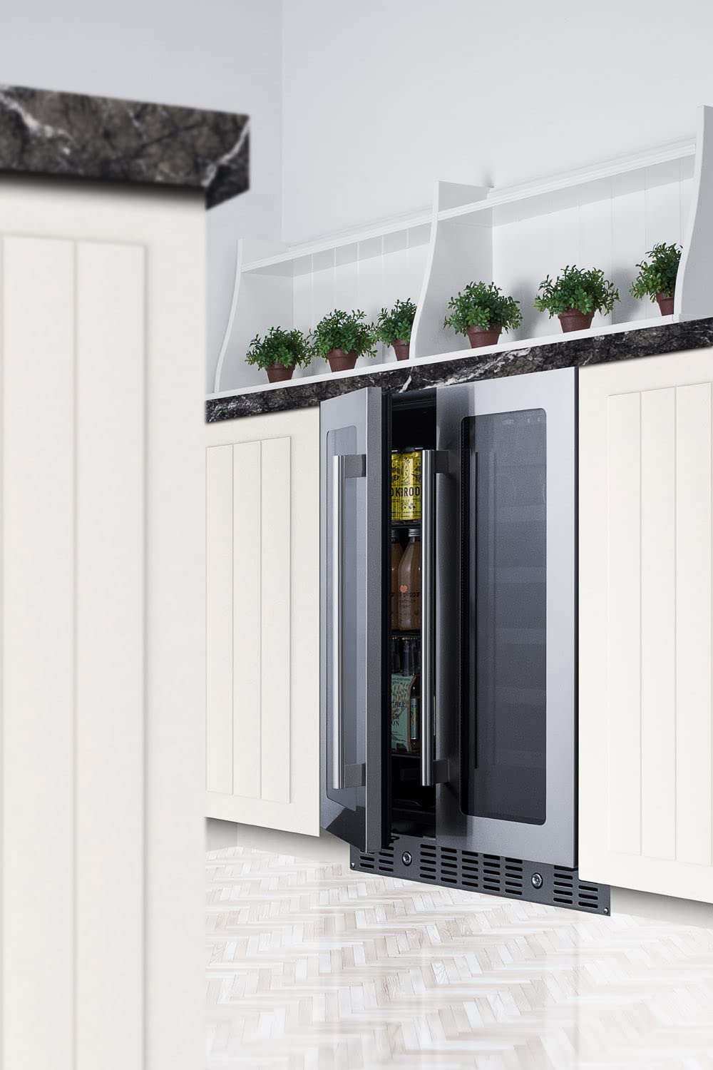 Summit ALFD24WBV 24"" ADA Compliant Dual Zone Beverage Center with 4.6 cu. ft. Capacity Digital Thermostats LED Lighting and Automatic Defrost in Stainless Steel