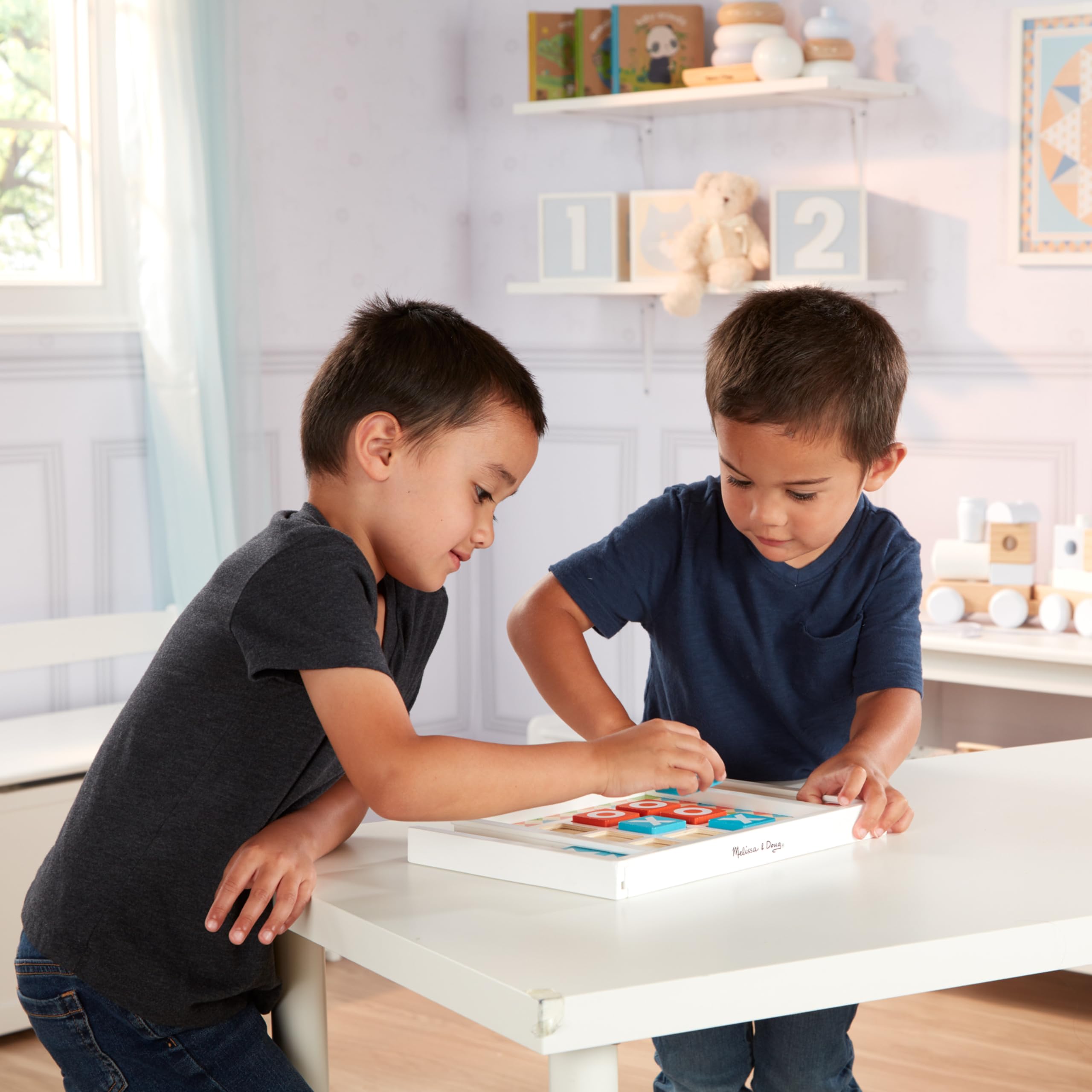 Melissa & Doug Wooden Tic-Tac-Toe Board Game with 10 Self-Storing Wooden Game Pieces (12.5†W x 8.5†L x 1.25†D)