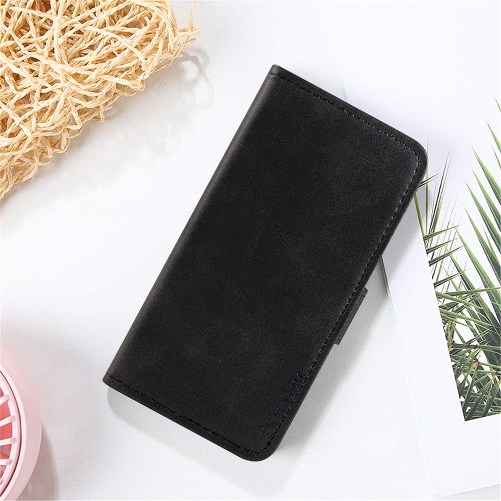 Shantime Tecno Pova 2 Case, Leather Wallet Case with Cash & Card Slots Soft TPU Back Cover Magnet Flip Case for Tecno Pova 2 (6.9In), Black