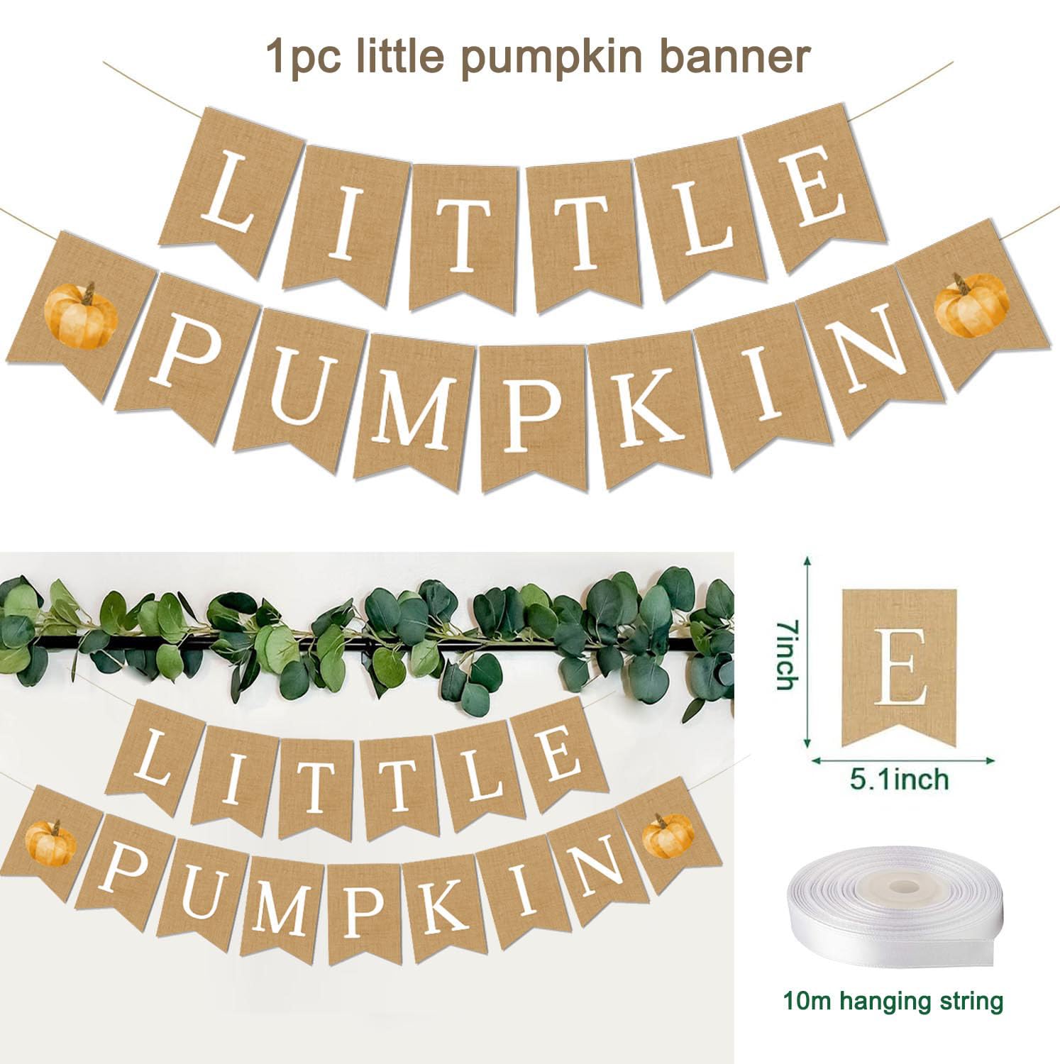 Yuzioey 177pcs Pumpkin Baby Shower Decorations, A Little Pumpkin is On The Way, Fall Pumpkin Disposable Dinnerware (Serve 25 Guests)with Paper Plates Cups Napkins, Banner Tablecloth