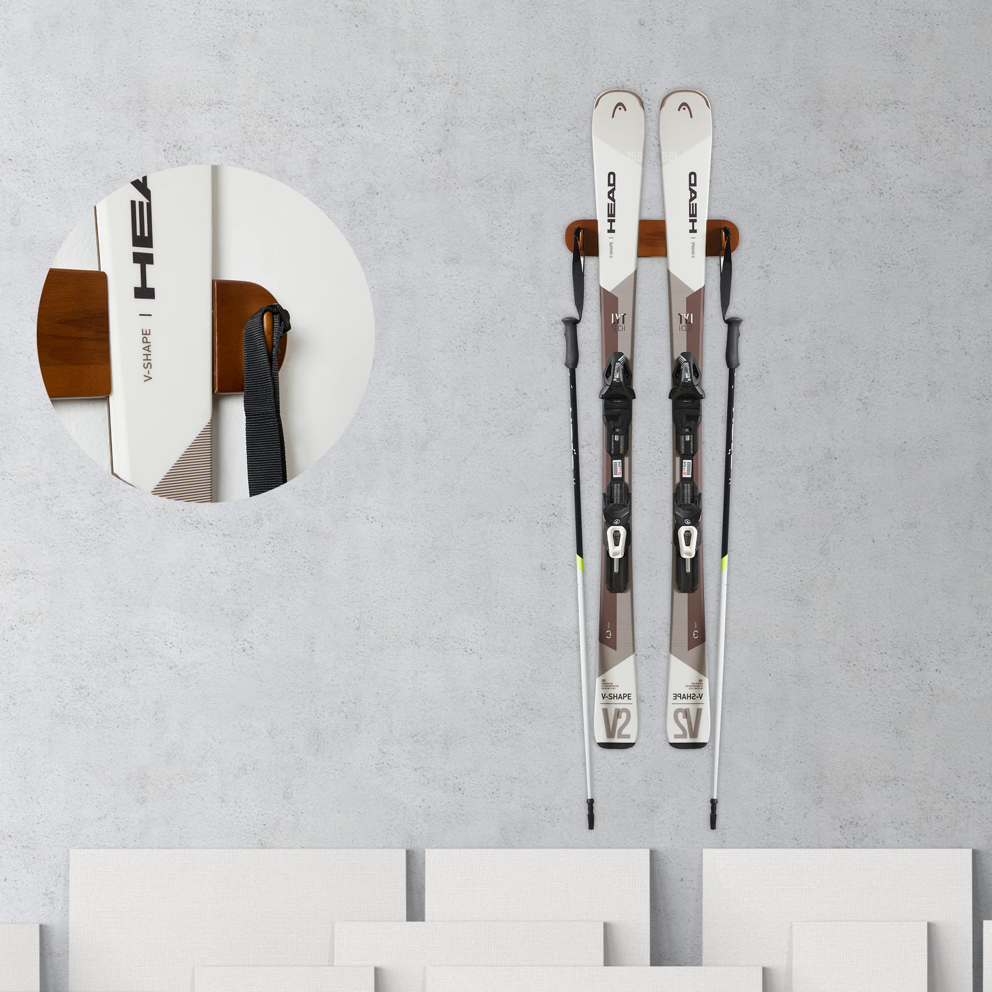 QMYBROW Ski + Snowboard Wall Storage Display Rack Garage Skis Mount