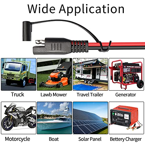 YACSEJAO SAE Spliiter Extension Cable 16AWG 2FT/60CM 1 to 2 SAE Connector Power Charger Adapter with 20A Protection Fuse and SAE Polarity Reverse Connector