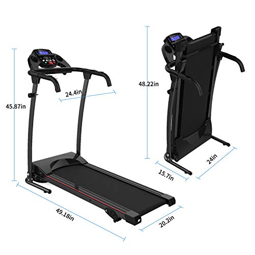 SHAREWIN Folding Treadmills with 3-Level Manual Incline for Home and Office, Fitness Jogging Walking 220 LBS Running Machine with LCD - Mobile Phone Holder - 12 Preset or Adjustable Programs
