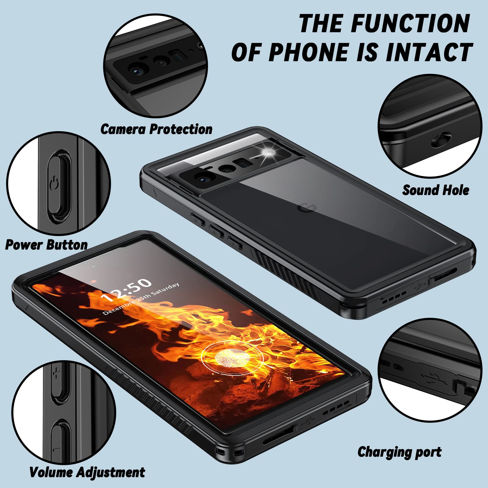 Nineasy for Google Pixel 6 Pro Case Waterproof, 360° Full Body Protection Built-in Screen Protector Heavy Duty Cover IP68 Underwater Shockproof Protective Phone Case for Pixel 6 Pro 6.7” 5G 2021