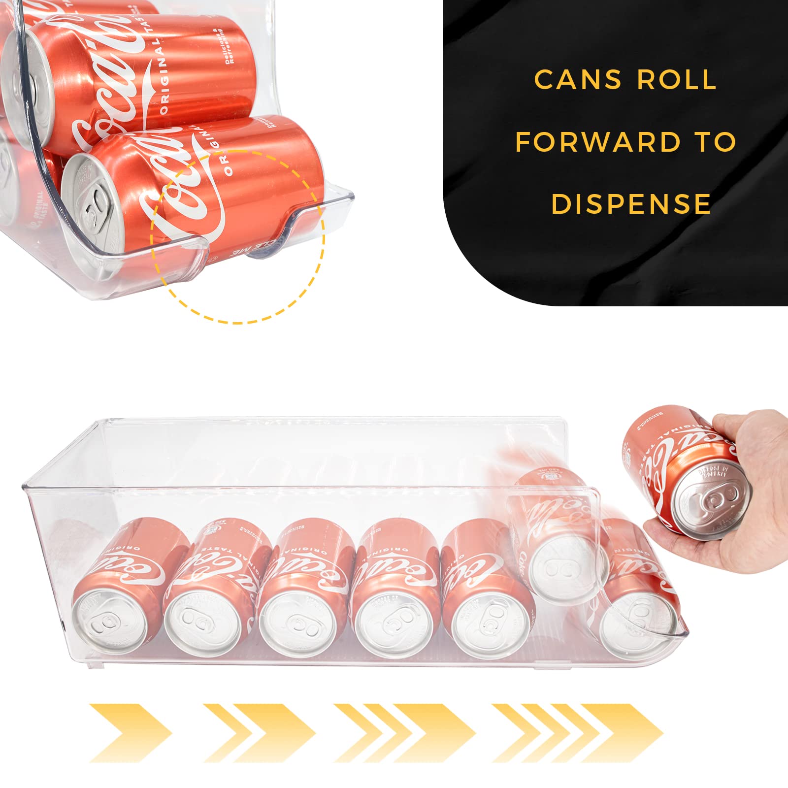 SCAVATA 4 Pack Soda Can Organizer & 2 Pack Skinny Can Organizer for Refrigerator