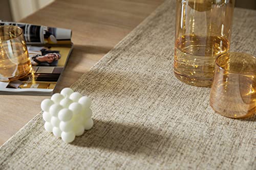 ZeeMart Burlap Style Farmhouse Table Runners 36 Inches Long, Beige Rustic Woven Dining Table Runner for Everyday Use, 14x36 Inches, Oatmeal Beige