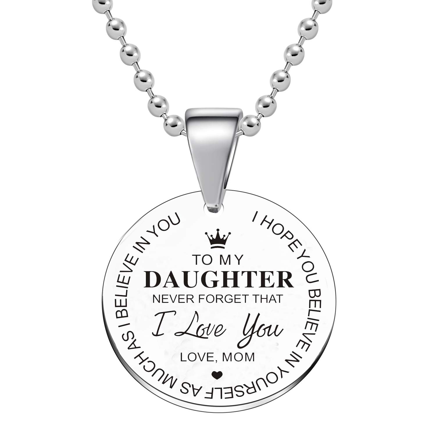 malyunin Inspirational Gifts Necklace To Son Daughter Gift from Mom Dad Never Forget That I Love You Family Jewelry Graduation Gifts (Mom To Daughter)