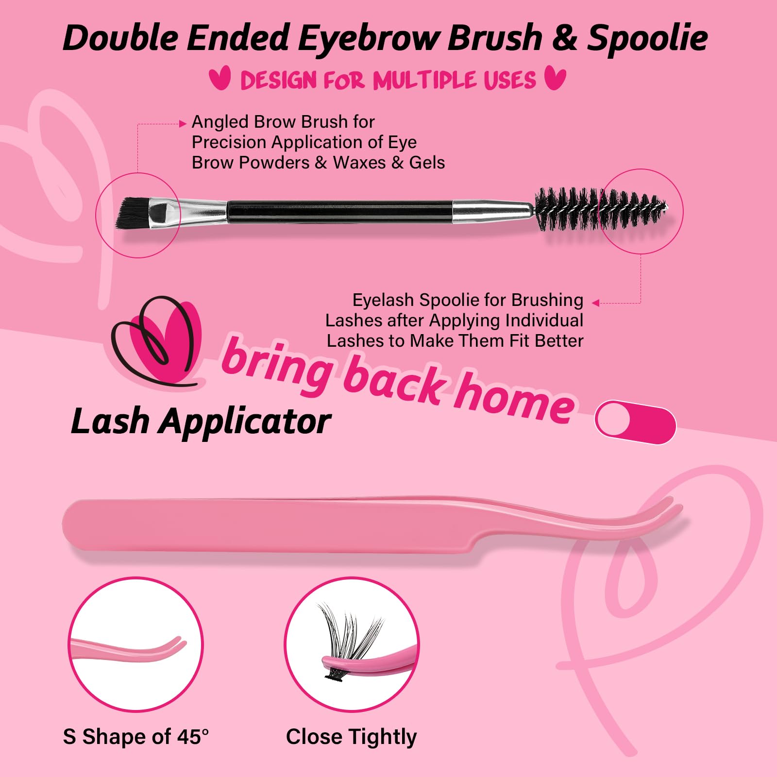 Lash Extension Kit 280Pcs Lash Clusters Eyelash Extension Kit with Lash Bond and Seal Lash Remover Lash Applicator Individual Lashes Kit Eyelash Brush Easy to Apply at Home(30D+40D-9-16mix Kit)