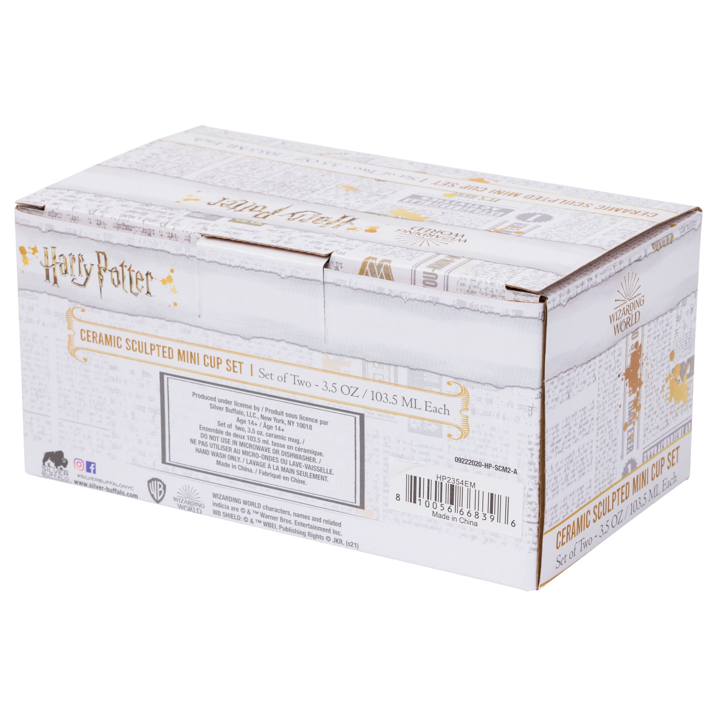 Silver Buffalo Harry Potter Gryffindor Cauldron 2pc Ceramic 3D Sculpted Mini Cup Set, Perfect as a Sugar, Cream, or Milk set, 3.5 Ounces