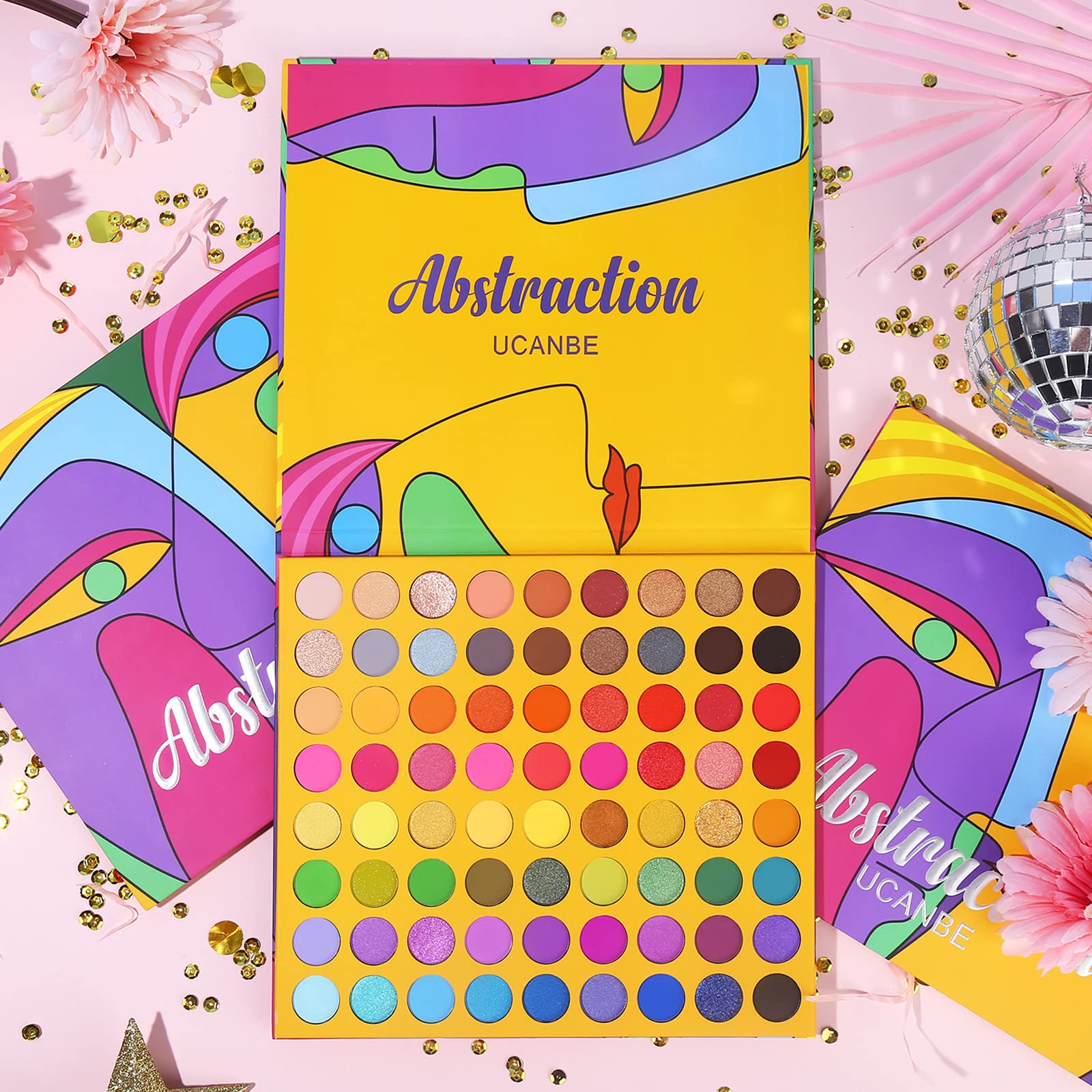 UCANBE Shimmer Matte Eyeshadow Palette, Abstraction Make Up Pallet 72 Colors Stunning Rainbow Eye Shadow Palletes Makeup High Pigmented Blendable Women Beauty Kit (03)