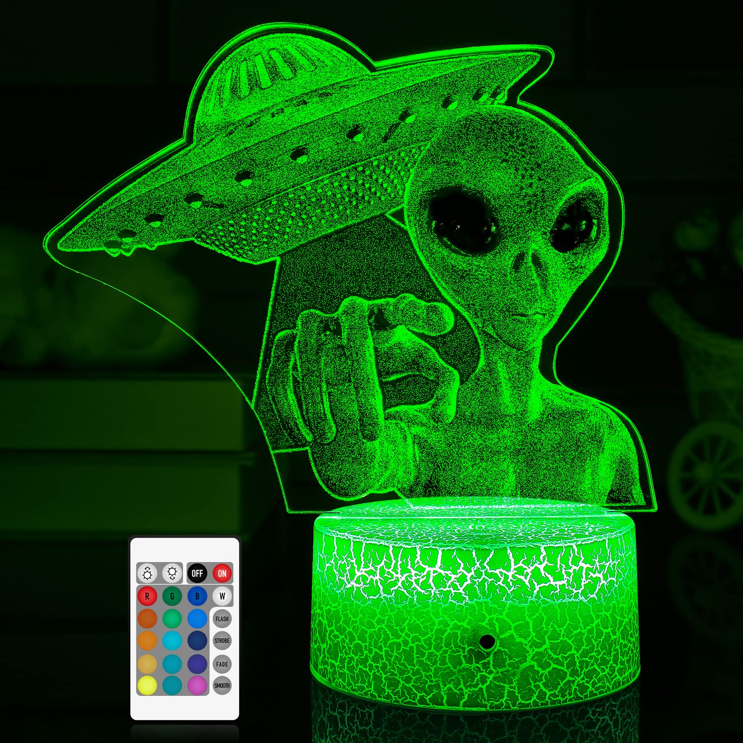 UFO Alien Night Light Lamp -16 LED Colors Changing &Remote Control-Nightlights for Kids Room Alien Decor for Boys Room- UFO Lamp for Kids Boy Girl Halloween Christmas Birthday Party Gifts