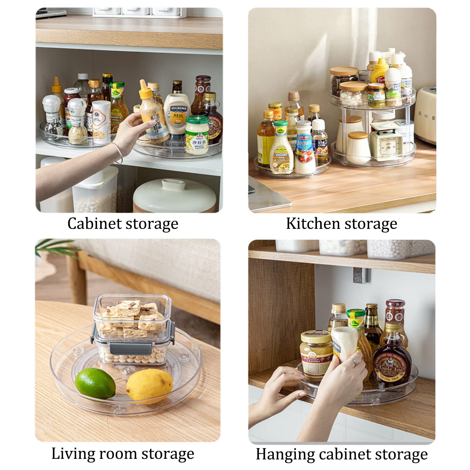 LUNKUIVY 2 Pack Lazy Susan Turntable, 2 Tier Lazy Susan Spice Rack Organizer 360 Degree Rotating Non-Skid for Kitchen Cabinet, Table, Pantry