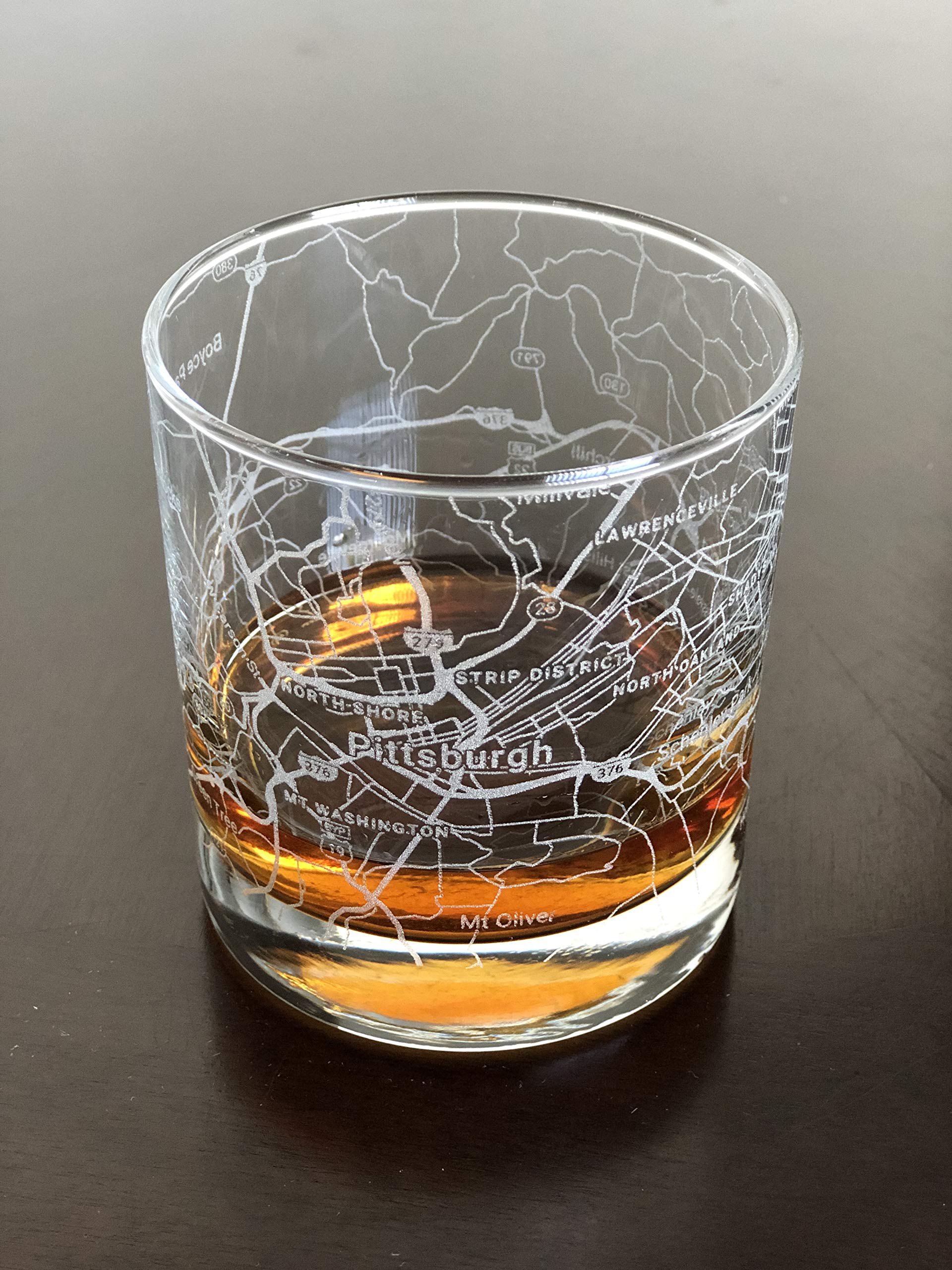 Rocks Whiskey Old Fashioned 11oz Glass Urban City Map Pittsburgh Pennsylvania