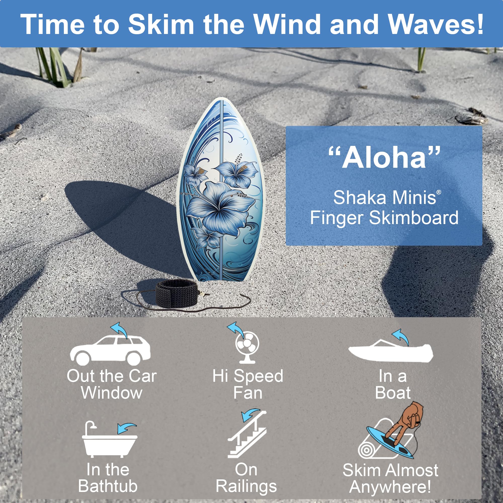Shaka Minis Finger Skimboard | Finger Surfboard - Skim and Surf The Wind, Waves and Almost Anywhere (Aloha)