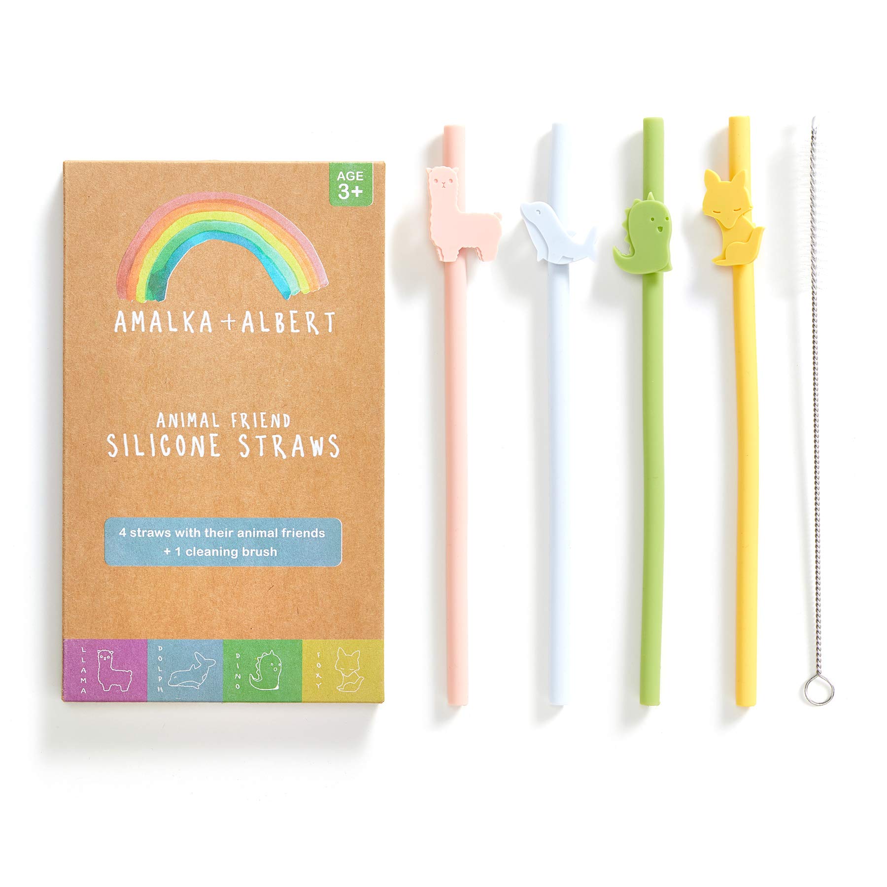 Silicone Straws Reusable Safe for Kids, 4pcs Flexible 7.8 Inches long with 1 Cleaning Brush for 20oz and 30oz Tumblers, BPA Free, Eco-Friendly