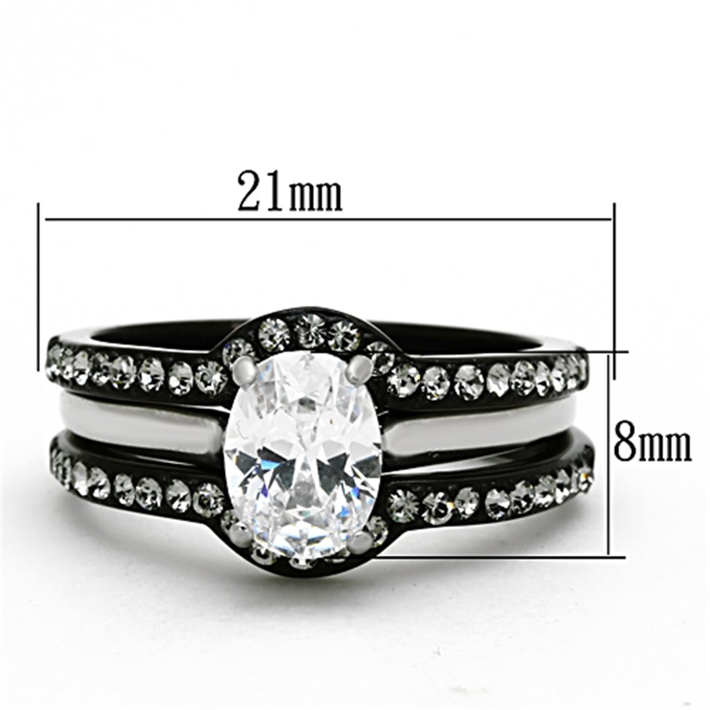Marimor Jewelry His and Hers 4 Piece Black Stainless Steel Wedding Engagement Ring and Classic Band Set Women's Size 10 Men's 08mm Size 10