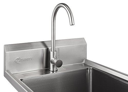 TRINITY EcoStorage Stainless Steel Freestanding Single Bowl Utility Sink for Garage, Laundry Room, and Restaurants, Includes Faucet, NSF Certified, 49.2-Inch by 21.5-Inch by 24-Inch, Chrome