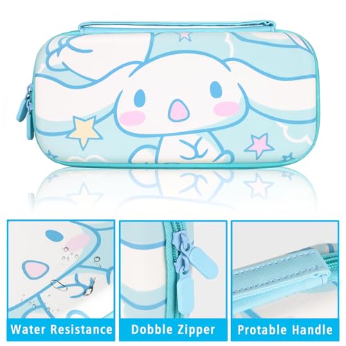 TIKOdirect Carrying Case for Nintendo Switch & OLED Mode, Cute Portable Travel Bag with 10 Game Card Slots Inner Storage Bag for Nintendo Switch Console Joy-Con & Accessories, Blue