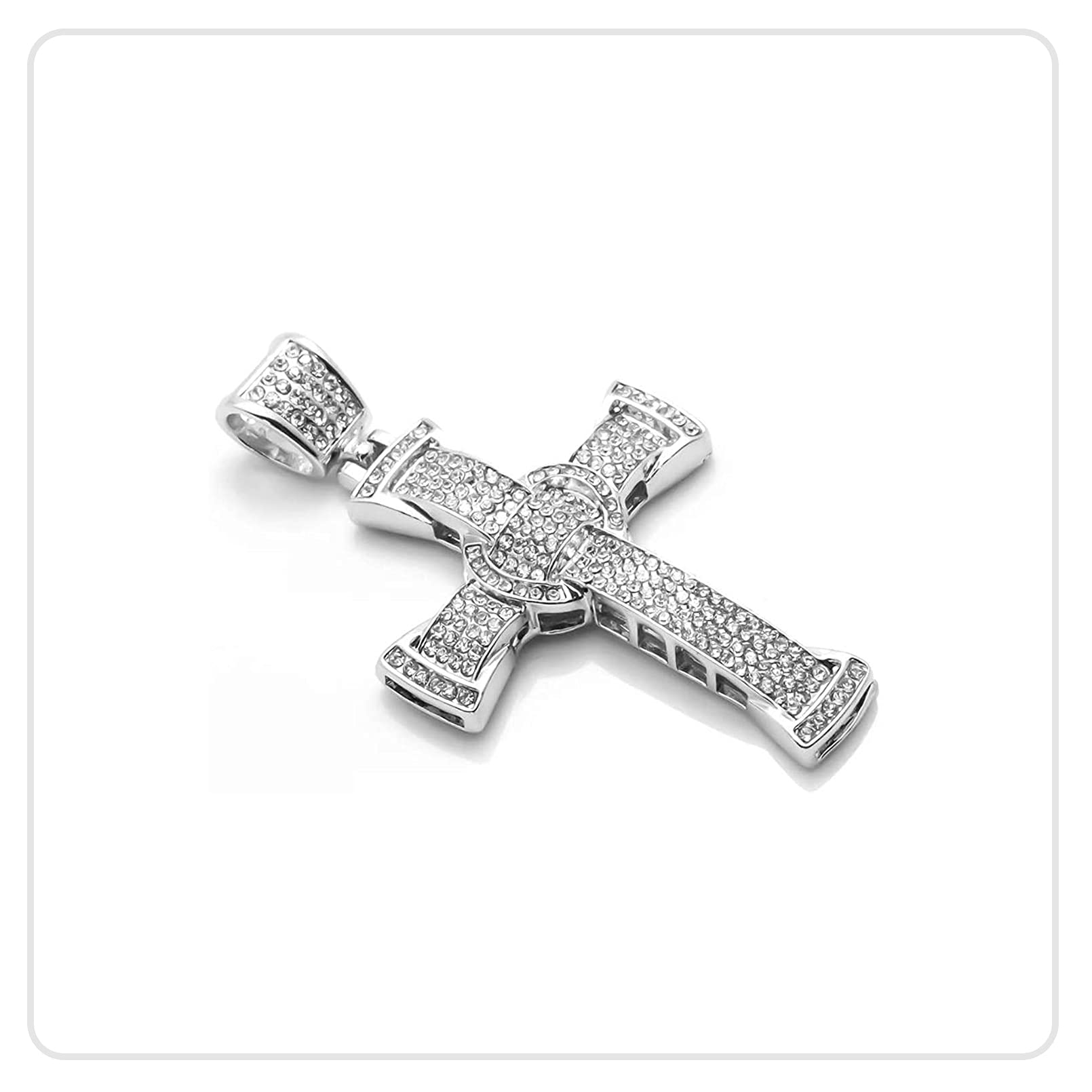 Nsitbbuery Hip Hop DJ Rapper Cross Pendant Iced Out Necklace