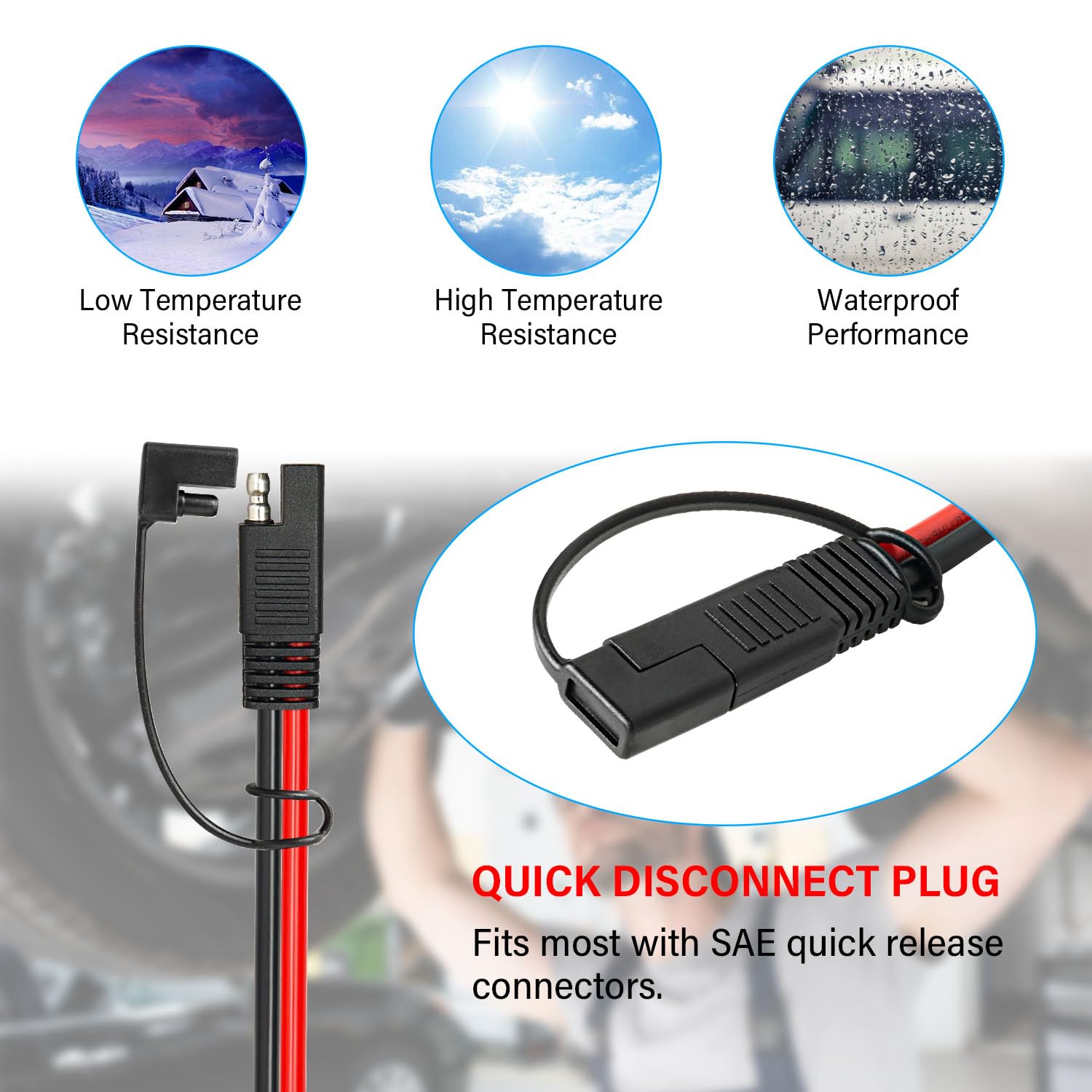 MOOKEERF SAE Extension Cable 10 AWG - 30FT SAE to SAE Quick Disconnect Wire Battery Charger Extension Cord Heavy Duty with SAE Polarity Reverse Adapter for Solar Panel Trolling Motor Automotive RV