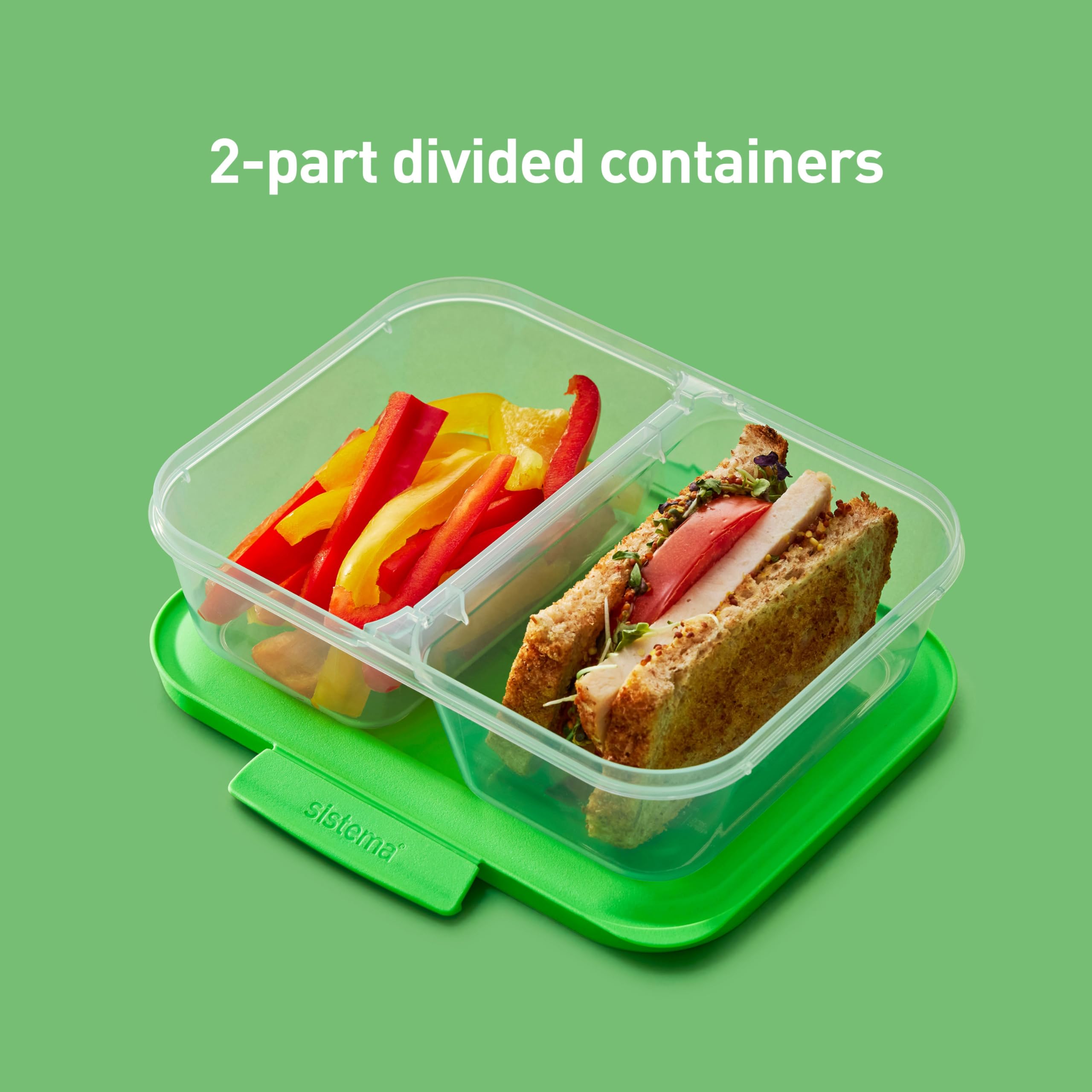Sistema NEST IT Meal Prep Containers | 870 ml | Airtight Food Storage Containers with Compartments & Lids | BPA-Free | Green | Recyclable with TerraCycle® | 5 Count, White