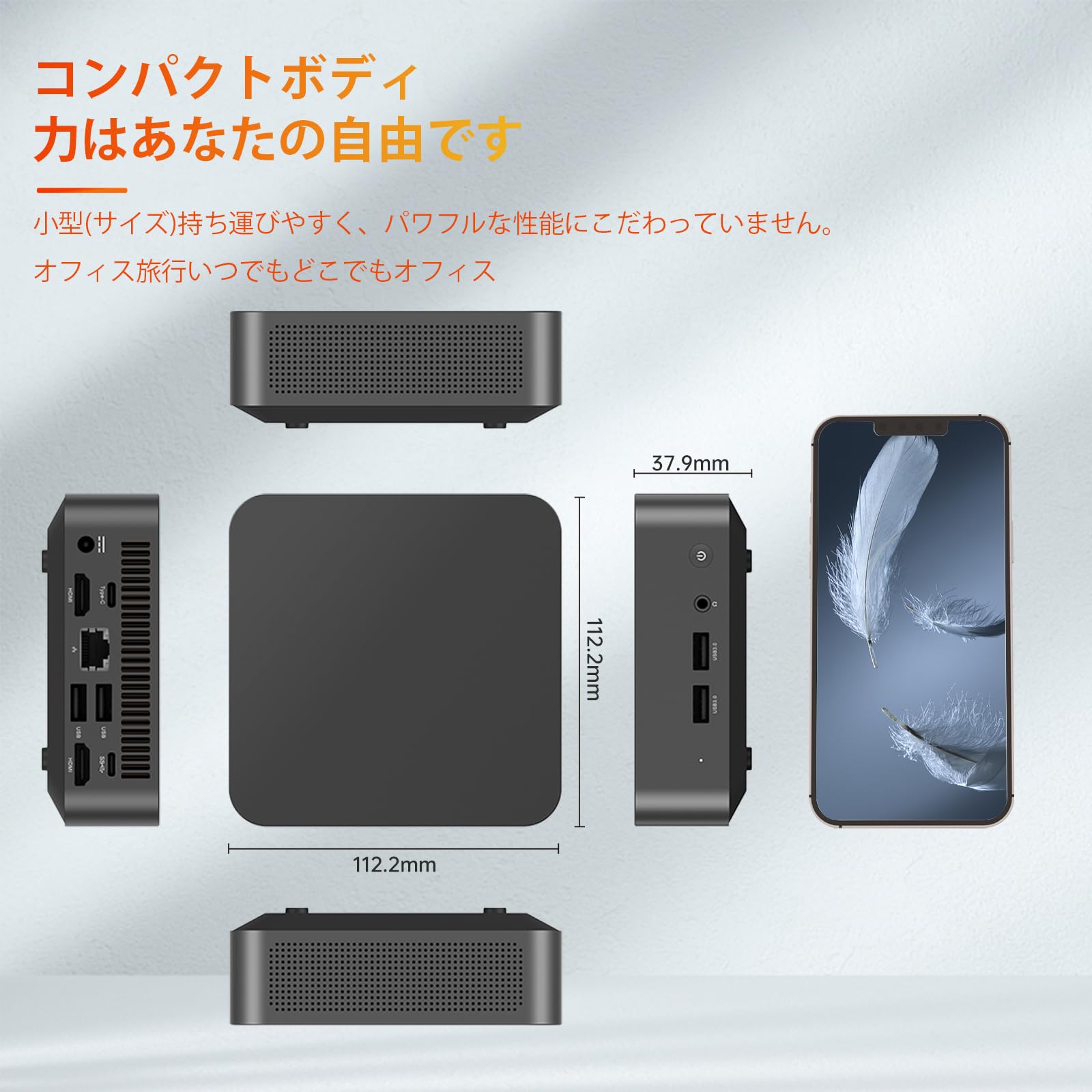 Mini PC N100 Intel N100 (4C/4T, 3.4GHz) 16GB DDR4 RAM 512GB SSD,USB-C*2 Full function/Win11 Pro/ WIFI5/ Bluetooth 5.2/ RJ45/USB*4 / HDMI*2 /Type-c*2 4K@60Hz Triple Display, Power Saving Computer
