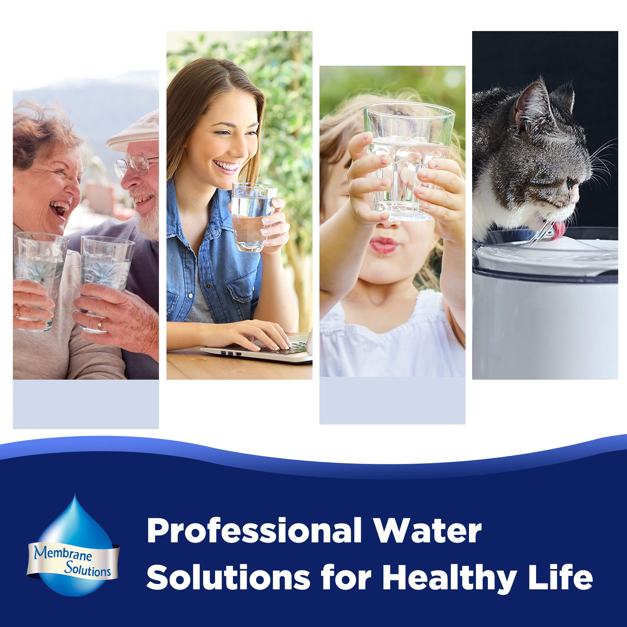 Membrane Solutions 5 Micron 10" x 2.5" Sediment Water Filter Replacement Cartridge for Any Water Filter 10 x 2.5 inch Whole House RO System, Compatible with GE FXUSC, Aqua-Pure AP110, WHKF-GD05-6 Pack