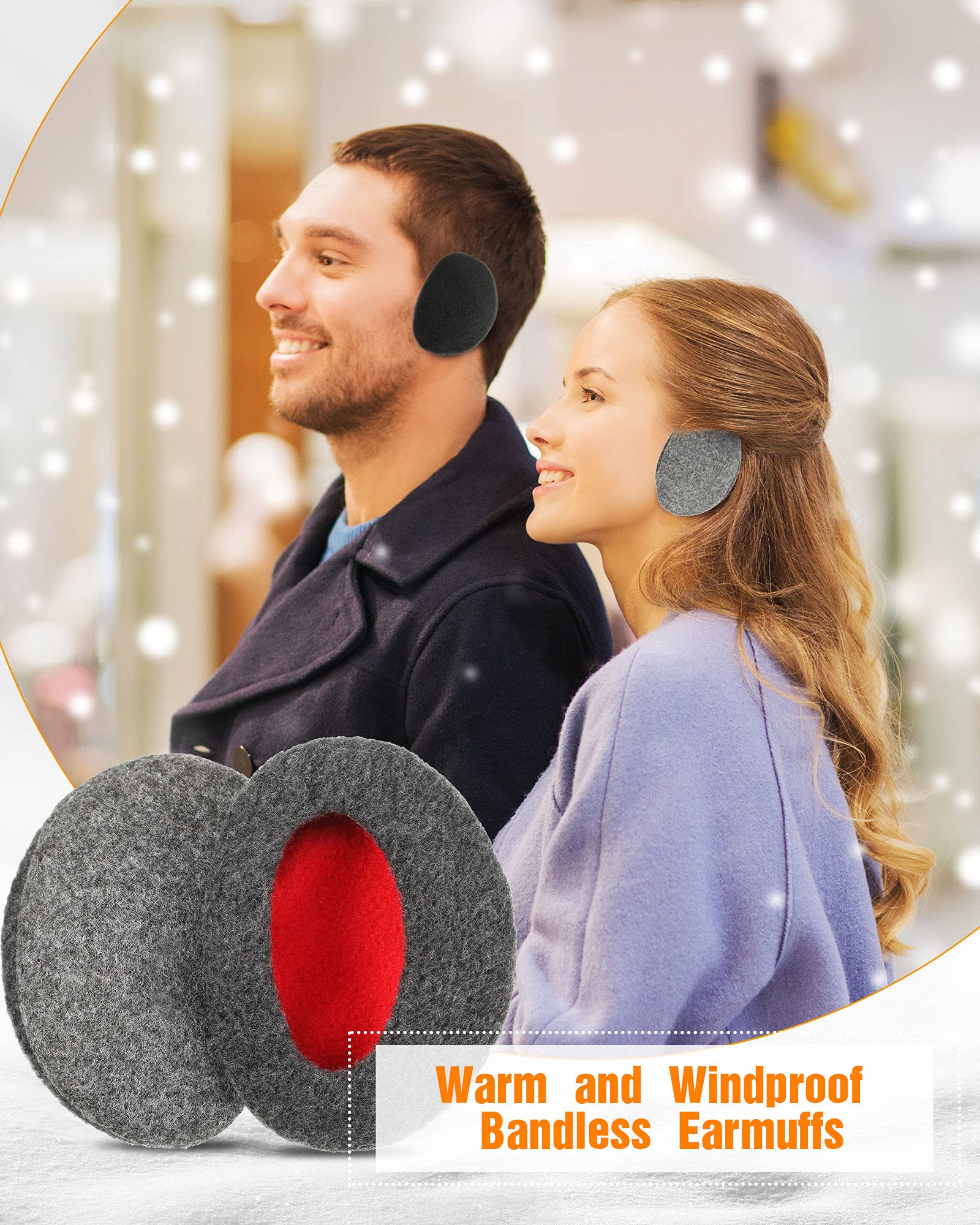 SATINIOR 2 Pairs Bandless Earmuffs Ear Warmers Winter Ear Covers Earcaps for Outdoors (Black, Gray, Small)