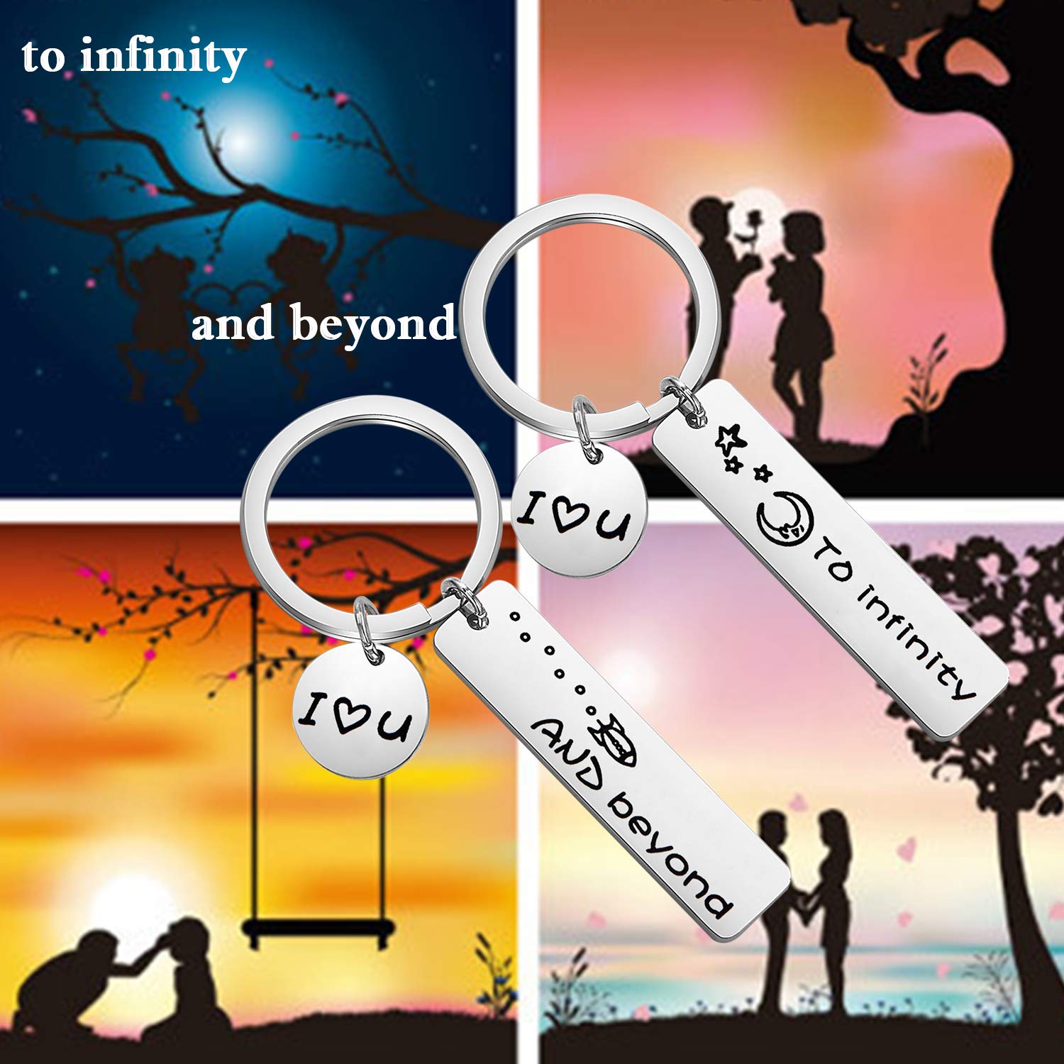 MAOFAED Couples Keychains I Love You to Infinity and Beyond Boyfriend Girlfriend Gift BFF Daughter Son Gift (Infinity and Beyond Set)