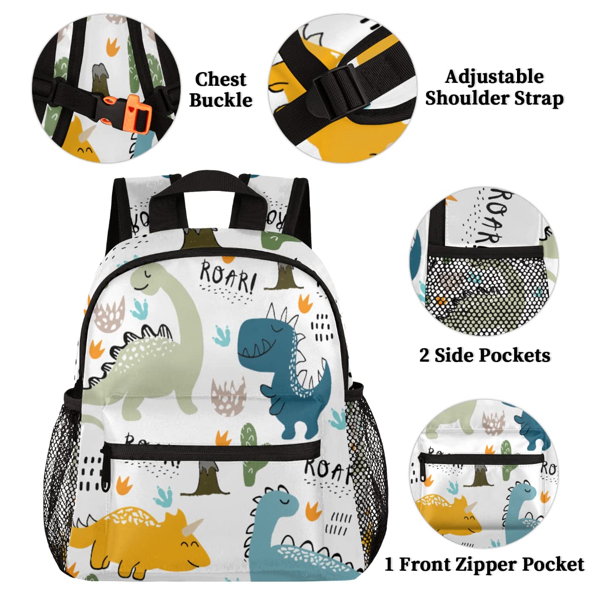 OSAM SPACE Cute Dinosaur Backpack for Boy Mini Backpack, Small Backpack 12 Inche for Kids,Toddler Backpack