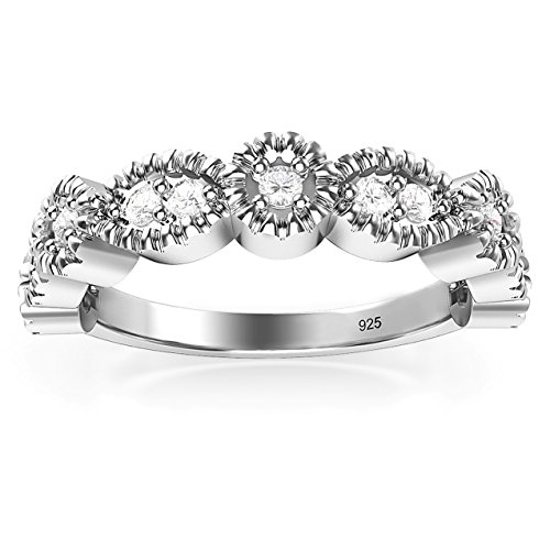 Metal Factory Sz 5 Sterling Silver CZ Stackable Anniversary Cubic Zirconia Band Ring