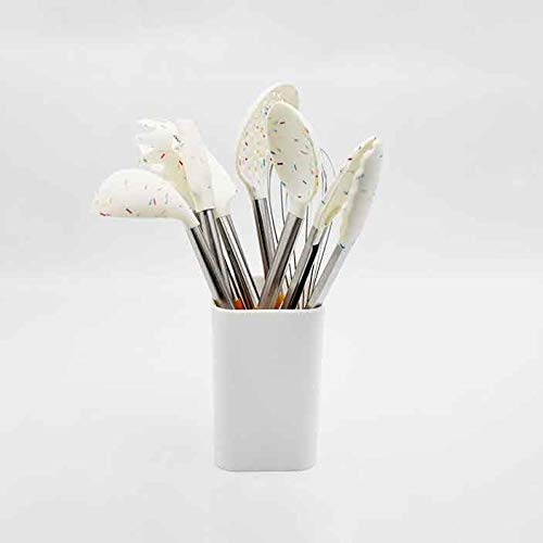 LMMDP Silicone Kitchen Tools Set Cooking Tools Utensils Set Spatula Shovel Soup Spoon with Wooden Handle Special Heat-resistant Design