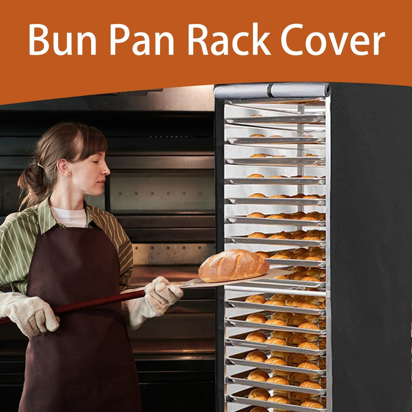 Pan Rack Cover, Waterproof Zipper Bread Rack Covers, Dustproof Single Black Oxford Cloth Accessory usable for Food Processing, Home, Restaurants, Bakery, Supermarkets, Kitchen