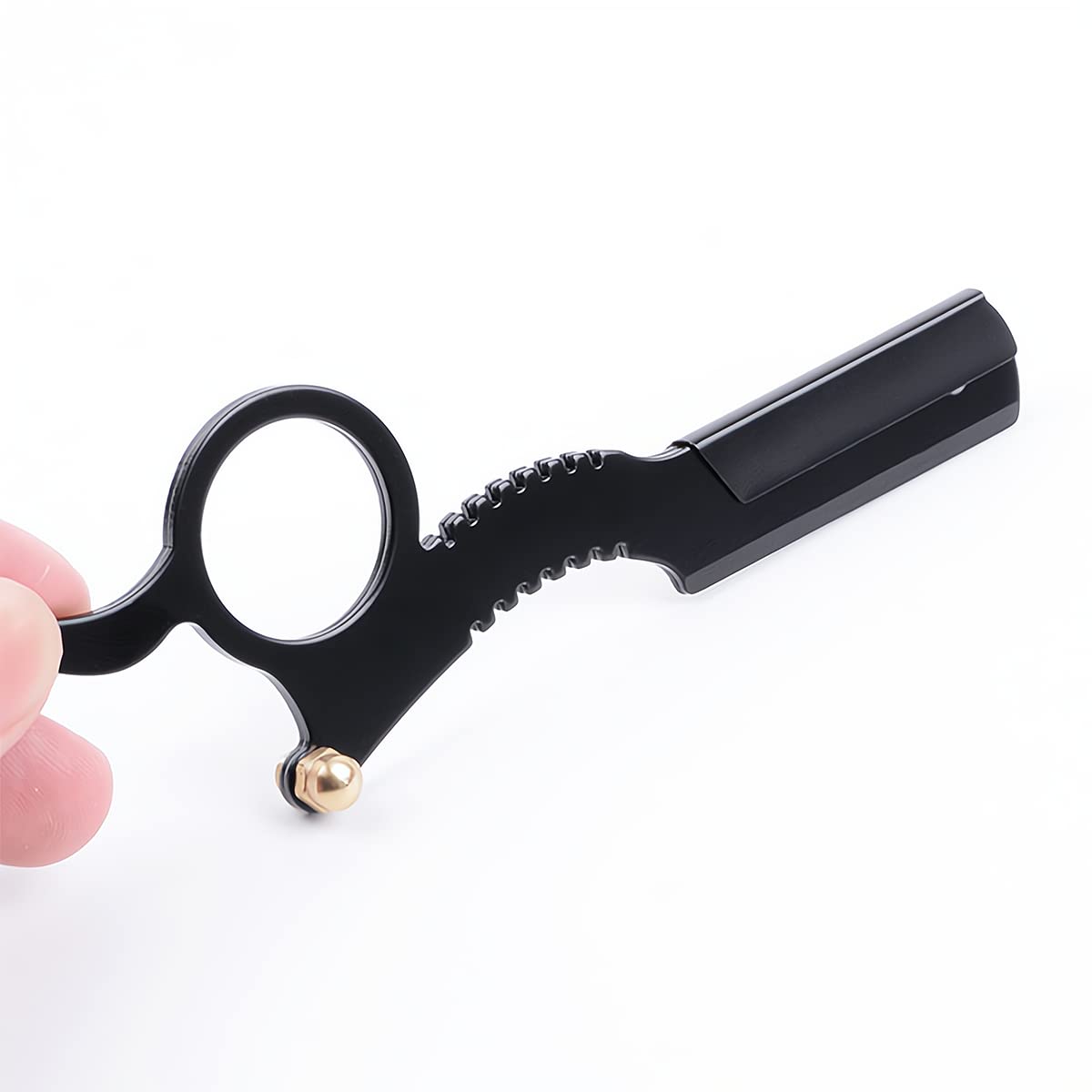 Straight Razors For Men, Barber Tools Salon Manual Shaver Beard Hair Trimmer razors, Navajas Para Barbero, Comes with 10 wrapped razor blades(Black)