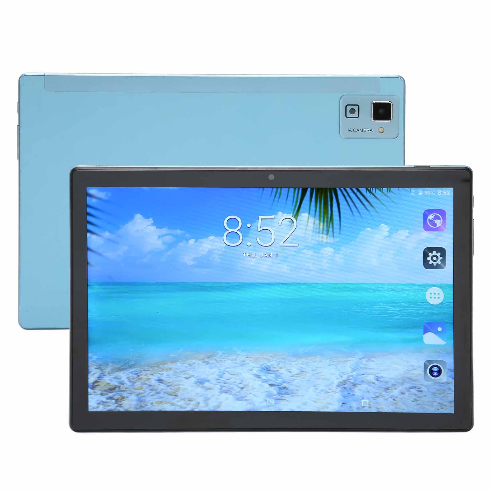 MAVIS LAVEN 10.1 Inch Portable Tablet, 6GB RAM 128GB ROM HD Tablet 4G Network Support Fast Charging Dual Speakers US Plug 100‑240V 8 Core CPU for Home (Blue)