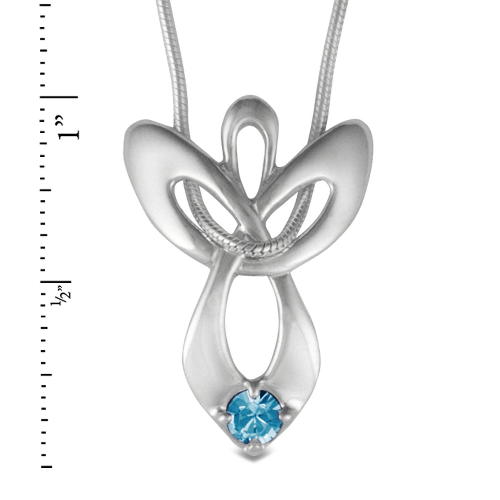 Loving Family Sterling Silver June Crystal Guardian Angel Necklace - 16" Long