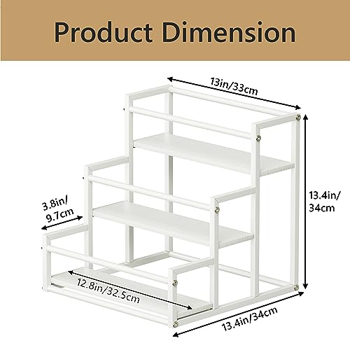 ZGO 3 Tier Coffee Syrup Rack for Coffee Bar, Water Bottle Organizer for Cabinet, Simple Syrup Bottles Coffee Station Organizer for Countertop, Coffee Bar Accessories and Organizer(White)