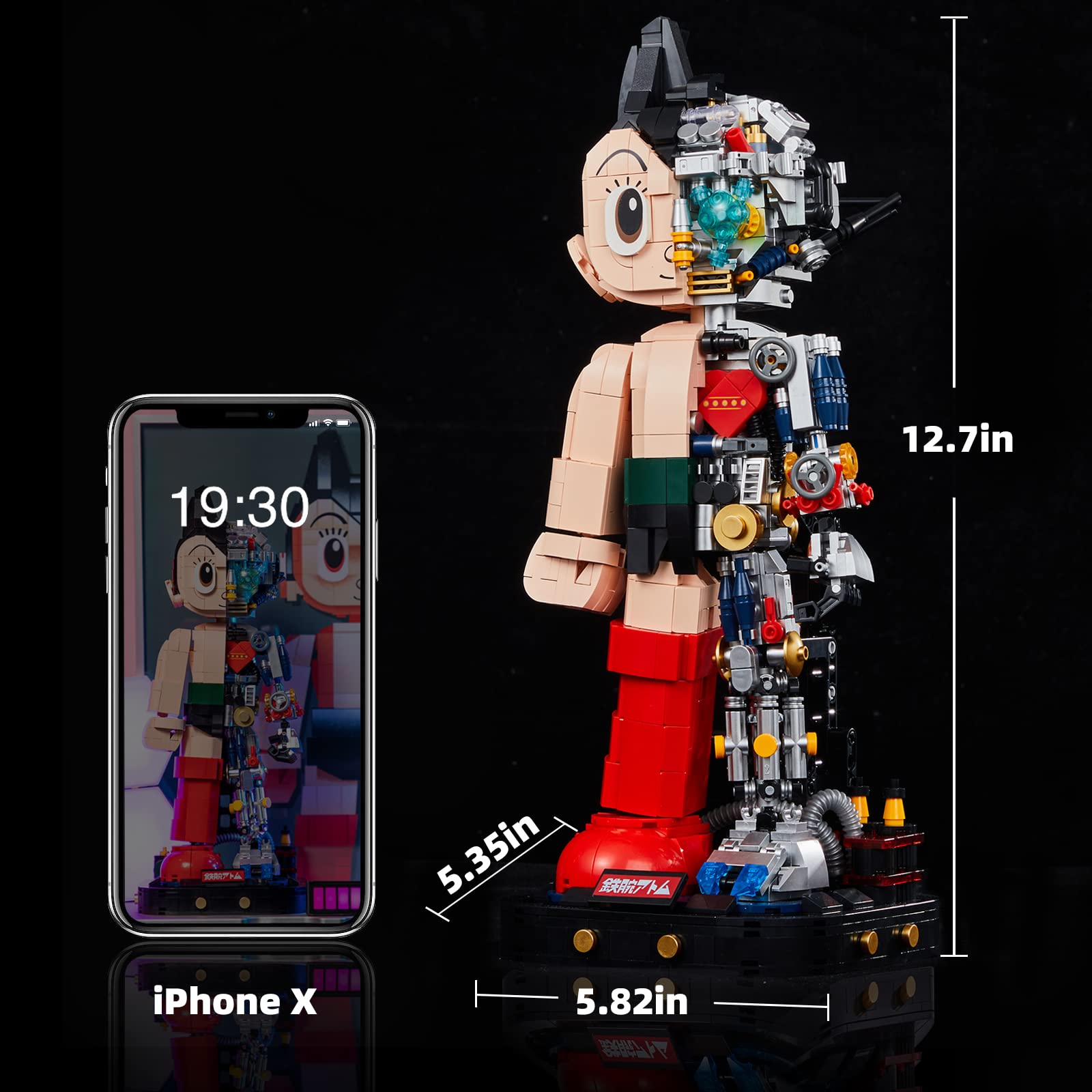 Soview Astro Boy Building Toy, Cool Building Block for Adults, Collectible Mighty Atom Display Model for Home or Office, Assembled Birthday Gift for Adults and Teens(1258Pieces)