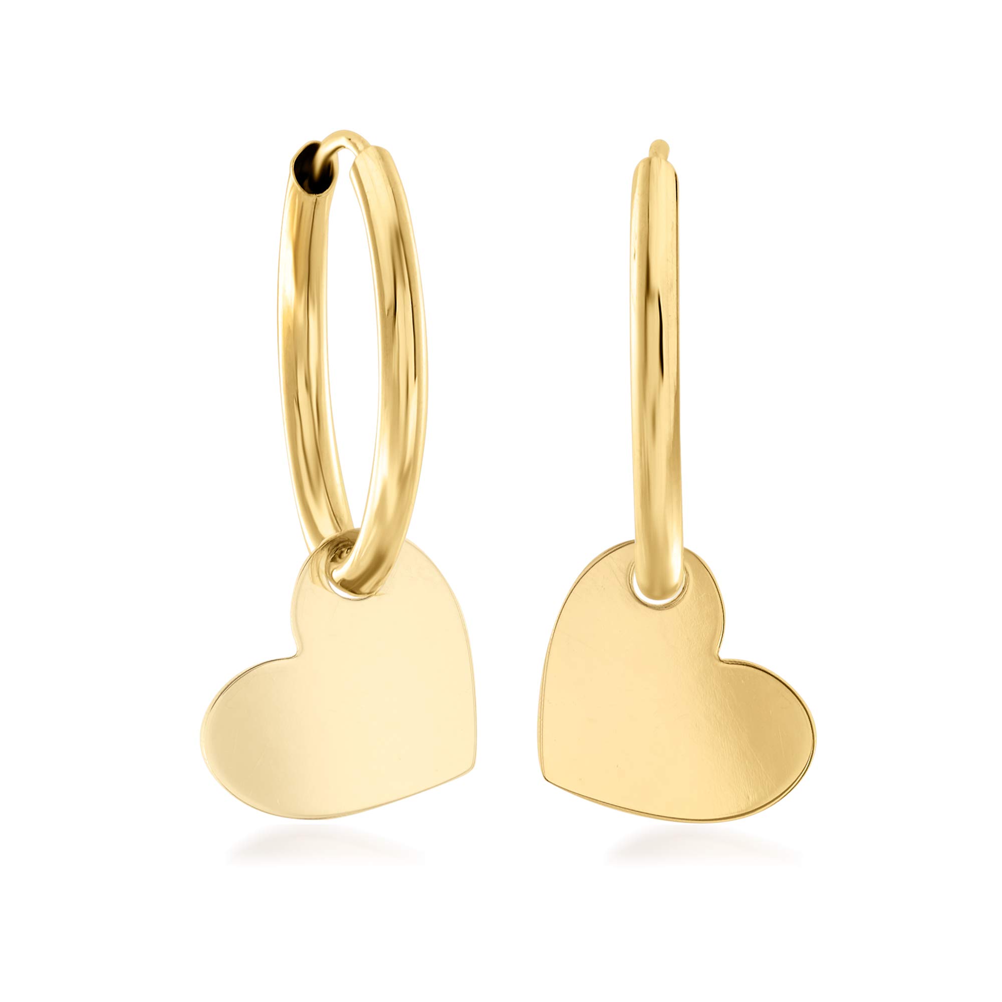 Ross-Simons Italian 14kt Yellow Gold Endless Hoop Earrings With Removable Heart Charms