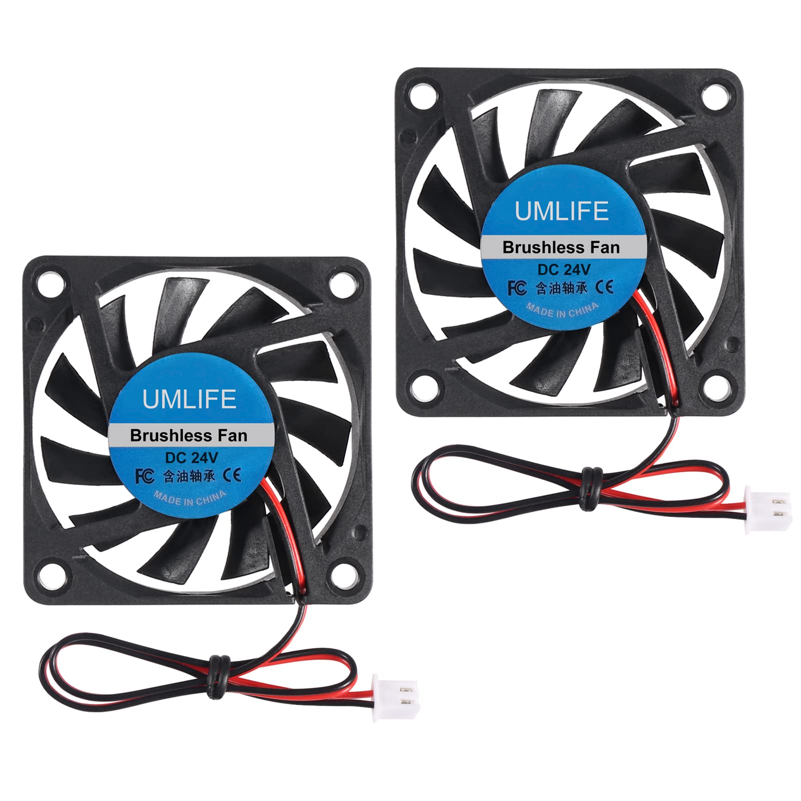 UMLIFE 2-Pack 24V 60mm Fan 60x60x10mm Dc Brushless Computer Case Fan 2Pin
