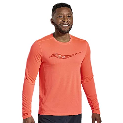 Saucony Men's Stopwatch Graphic Long Sleeve Vizi Red Graphic M