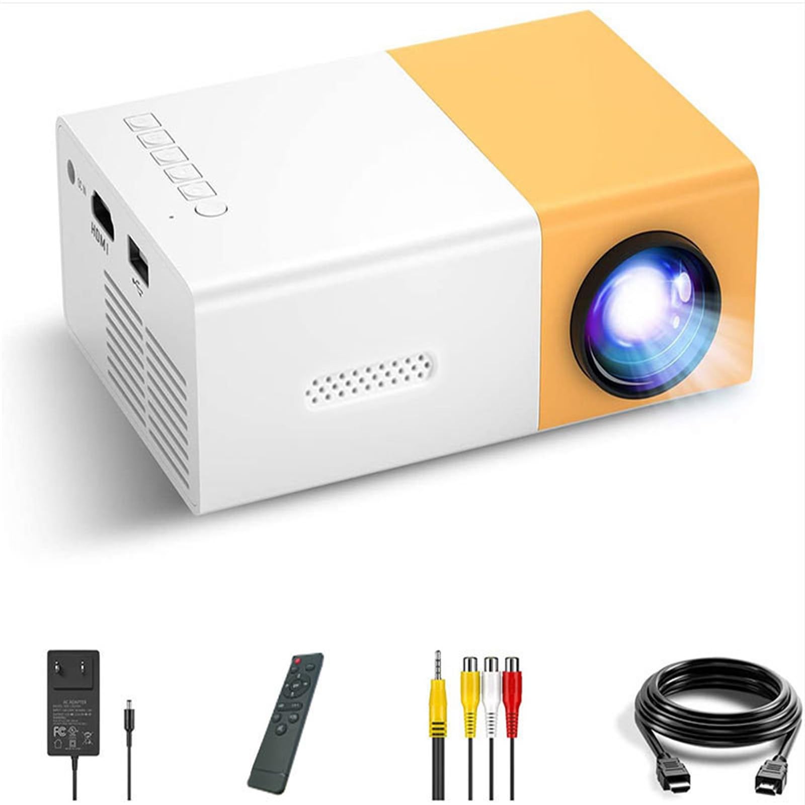 Portable LED Projector, Home Cinema Projector Support 1080P HD Displaying, Stylish HD Projector Support HDMI, AV, VGA, USB, for SD Input & 3.5mm Earphone Port, Replace Television