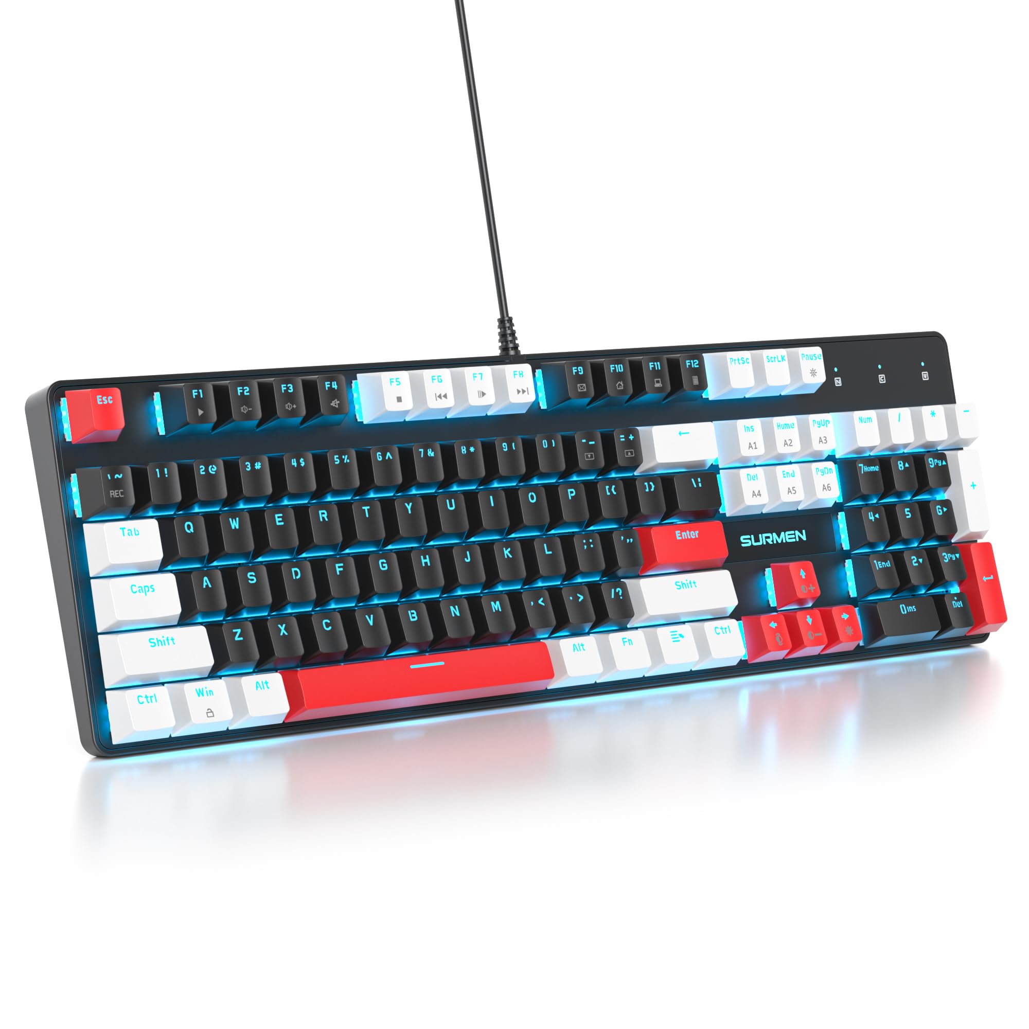 Owpkeenthy Wired 60 Percent Gaming Keyboard Mechanical with PBT Keycaps Red Switch Ultra Compact Gaming Keyboard Backlit Keys N-Key Rollover for PC Gamer (Grey)